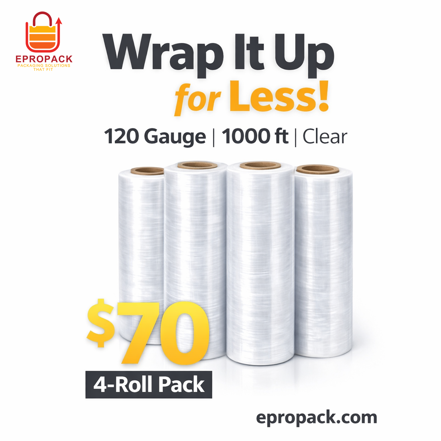 Stretch Wrap/Film Roll 4 x 1000 Ft 120 Gauge Clear – EPropack